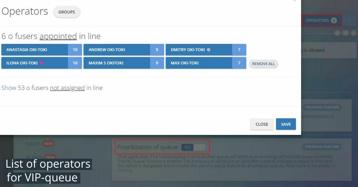 VIP call queue and list of VIP numbers in the call center