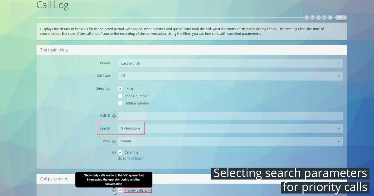 VIP call queue and list of VIP numbers in the call center